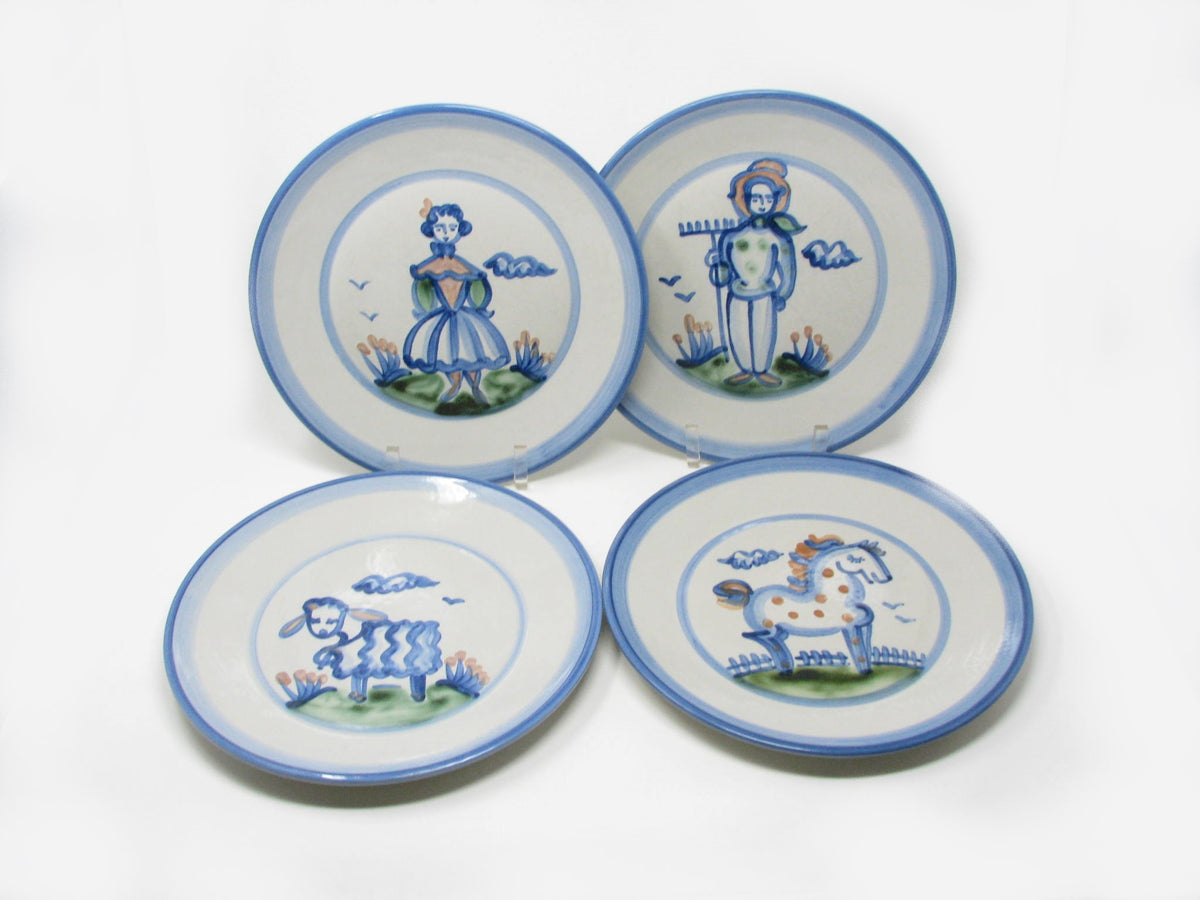 Vintage MA Hadley Pottery Country Dinner Plates Collection - 4 Pieces ...