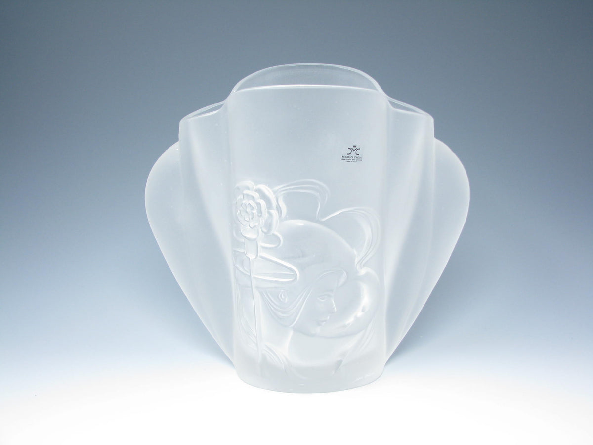 Vintage Mario Cioni Italian Art Deco Style Frosted Crystal Vase Signed ...