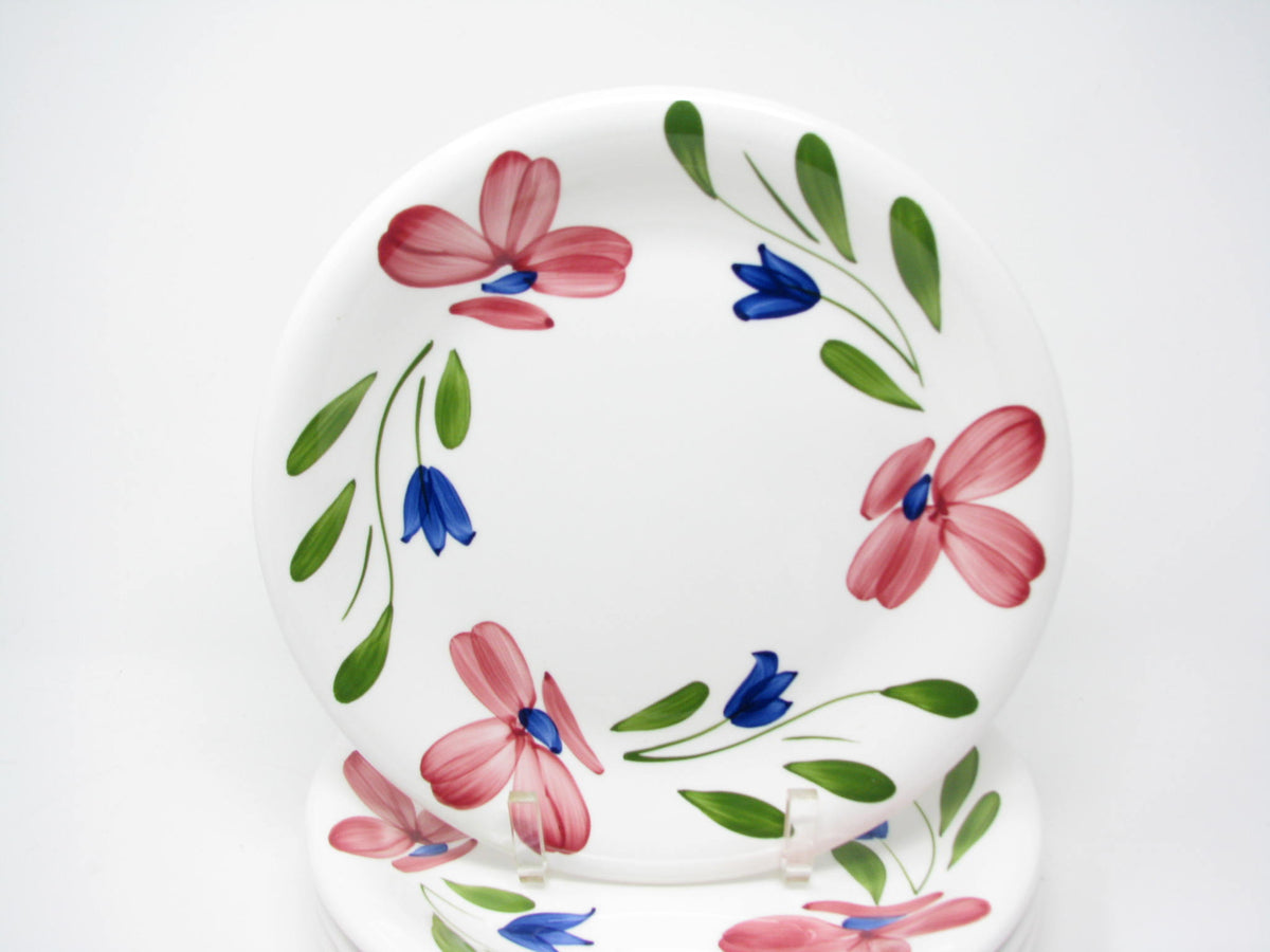 Vintage Maxam Primula Italy Ceramic Dinner Plates with Pink and Blue F ...