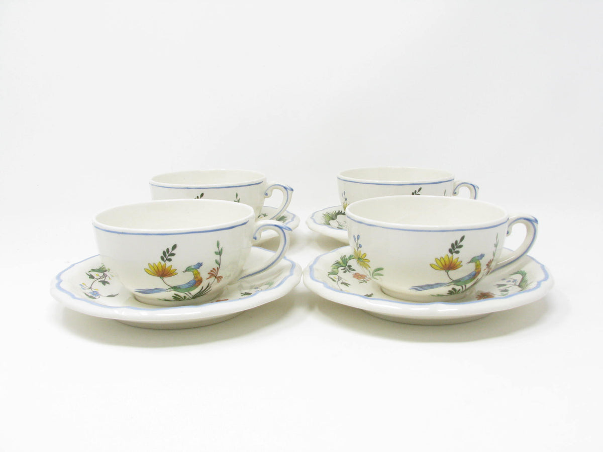 Vintage Oiseau De Paradis by Faiencerie De Gien Cups & Saucers - 4 Set ...