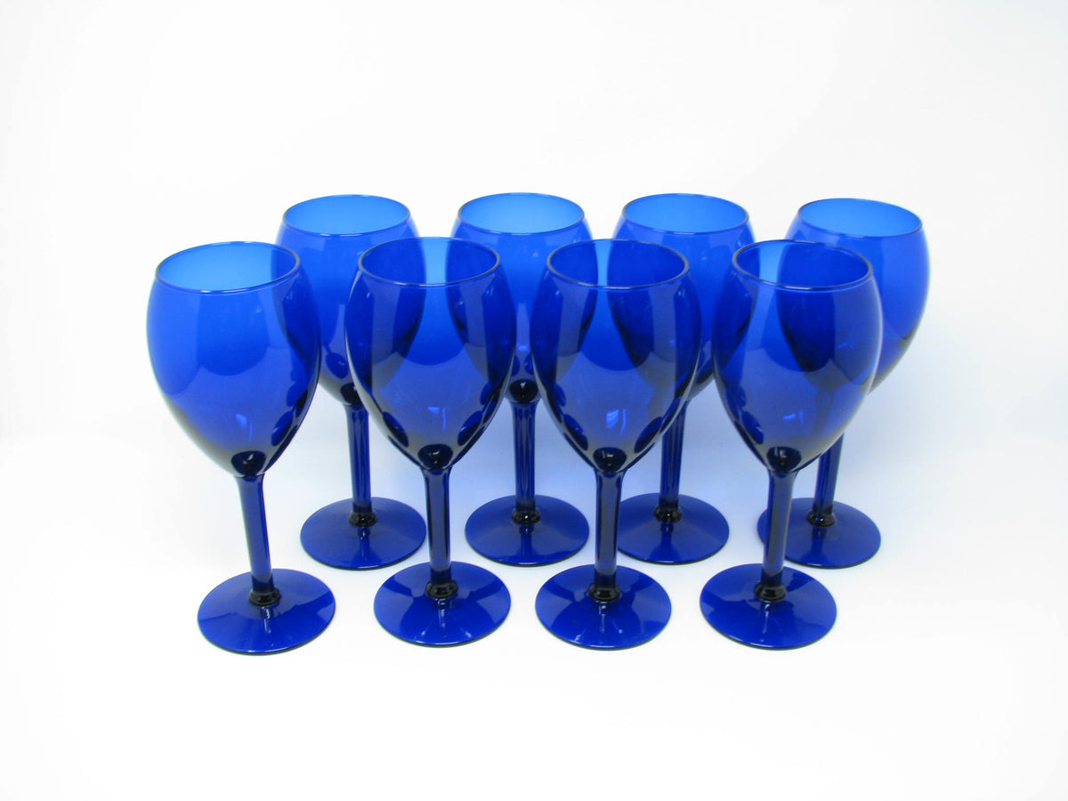 Vintage Pier 1 Cobalt Blue Glass Wine or Water Goblets - 8 Pieces ...