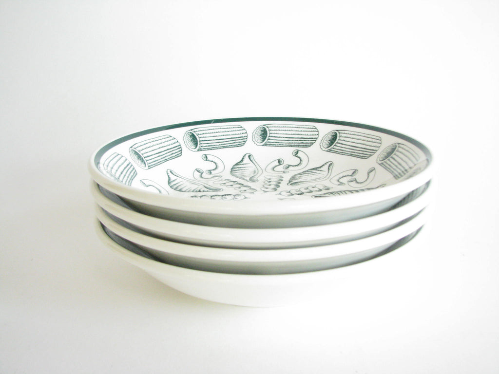 Vintage Primula Italy Ceramic Pasta Serving Bowl Set with Green Pasta ...