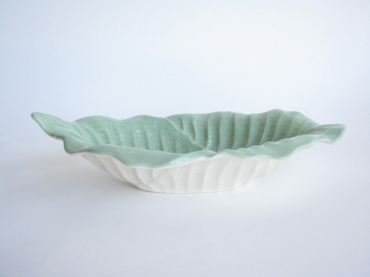 Vintage Red Wing Potteries Green Leaf Shaped Pottery Serving Bowl ...