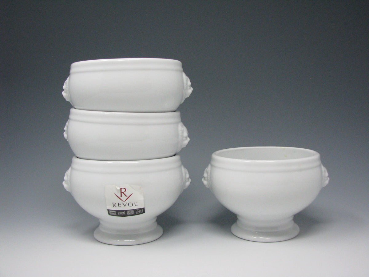 Vintage Revol France Porcelain Lion's Head Soup Bowls - Set of 4 ...
