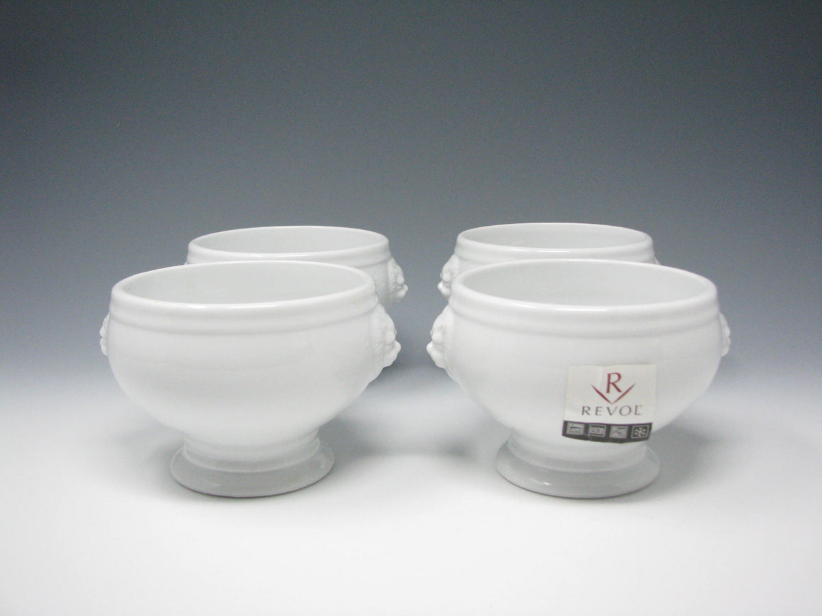 Vintage Revol France Porcelain Lion's Head Soup Bowls - Set of 4 ...