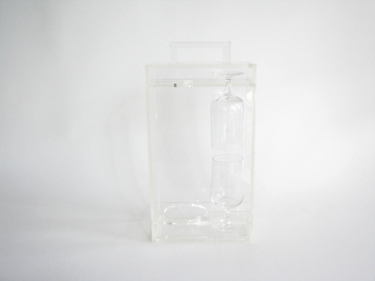 Vintage Thick Acrylic Wine Bottle and Goblet Carrier or Holder - 3 Pie ...
