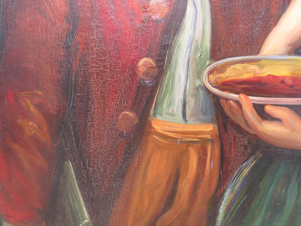 Vintage Vitto Rivetti (Italian 1930-) Oil on Canvas of a Little Boy Wi ...