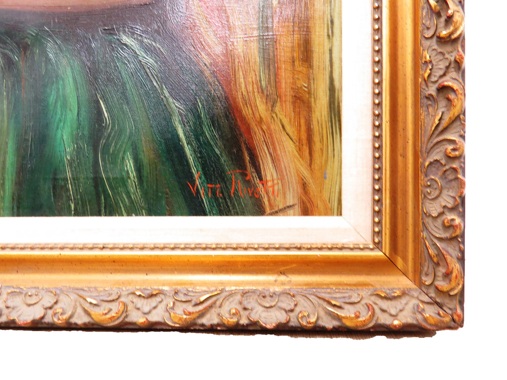Vintage Vitto Rivetti (Italian 1930-) Oil on Canvas of a Little Boy Wi ...