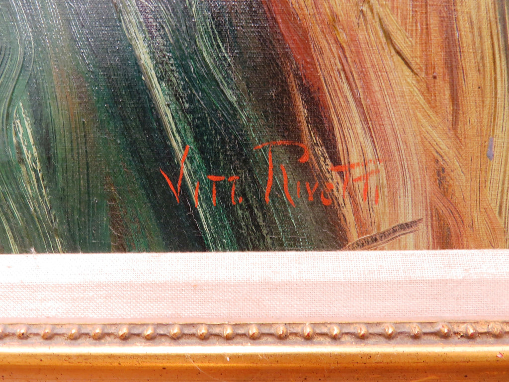 Vintage Vitto Rivetti (Italian 1930-) Oil on Canvas of a Little Boy Wi ...