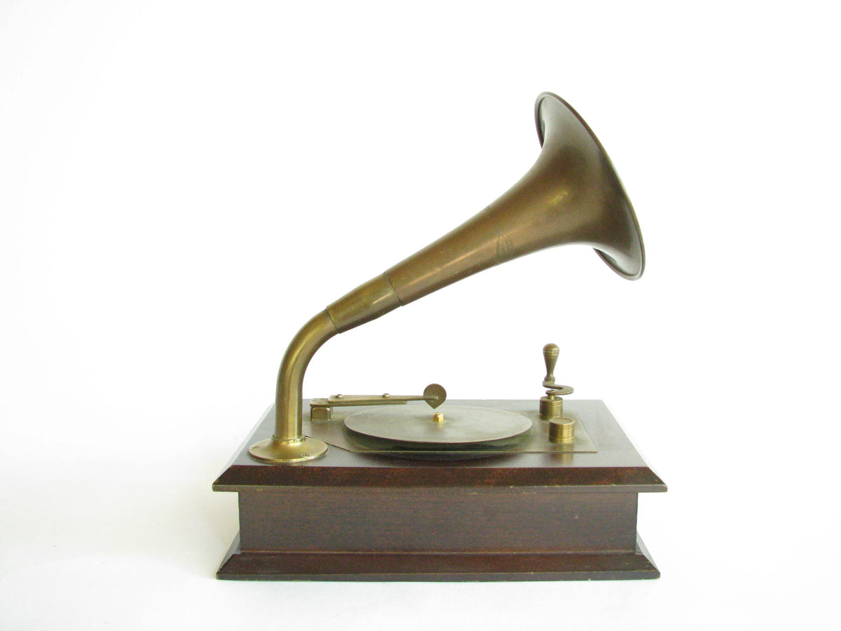 Vintage Wood and Brass Phonograph Music Box Plays Swan Lake ...