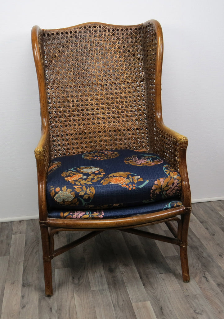 Vintage Boho Chic Bamboo and Cane Wingback Chair by Lewittes Furniture ...