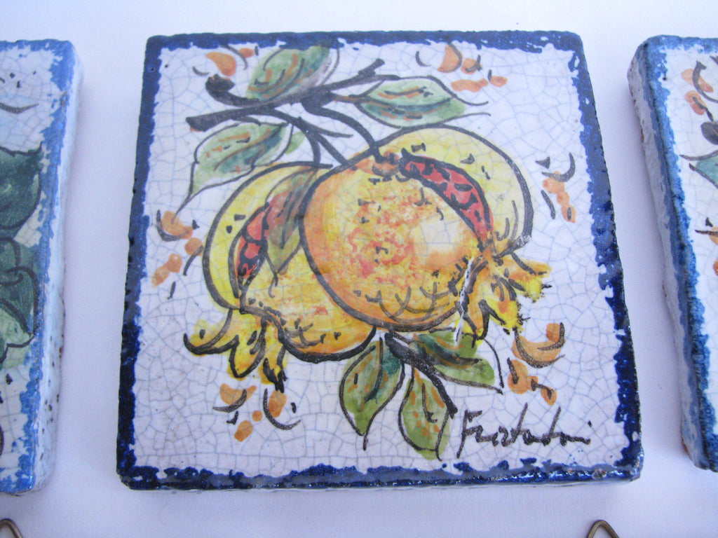 Vintage Fratantoni Ceramiche for Vietri Hand Painted Terracotta Tiles ...