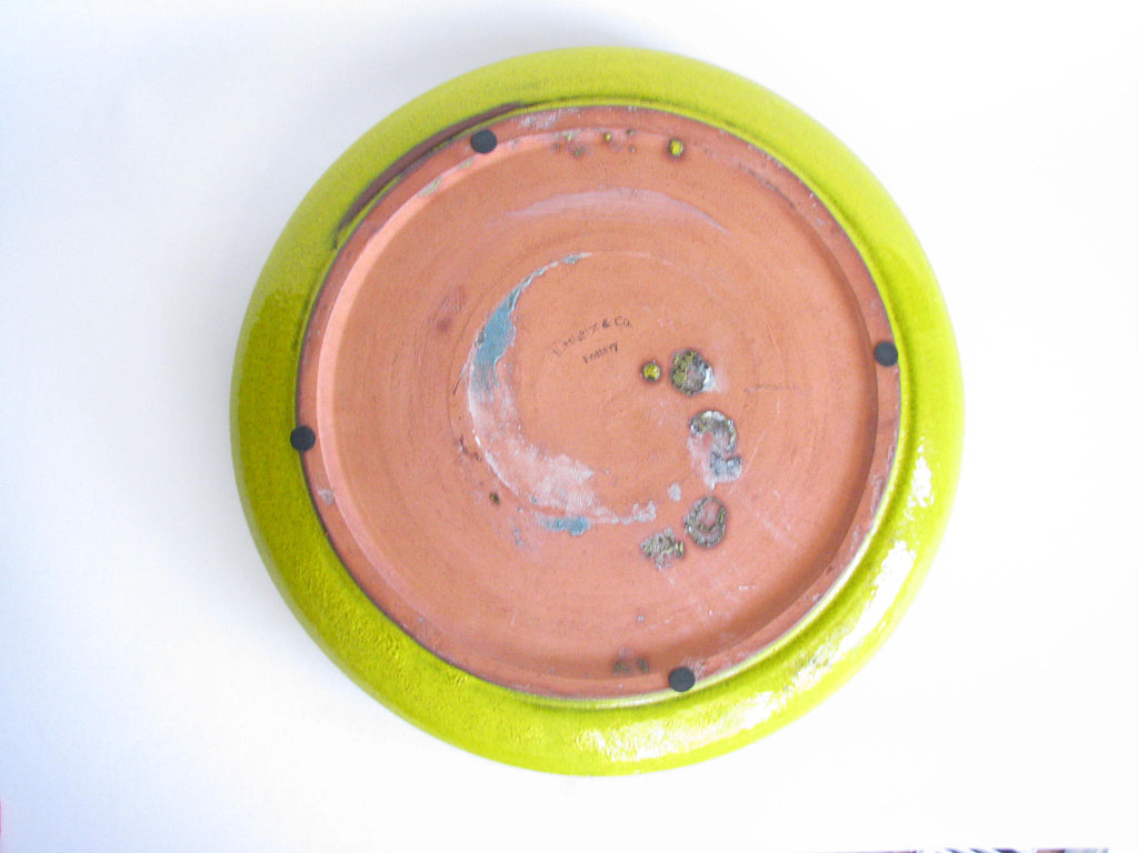 Vintage E. Higgins & Company Bright Green Glazed Pottery Platter with ...