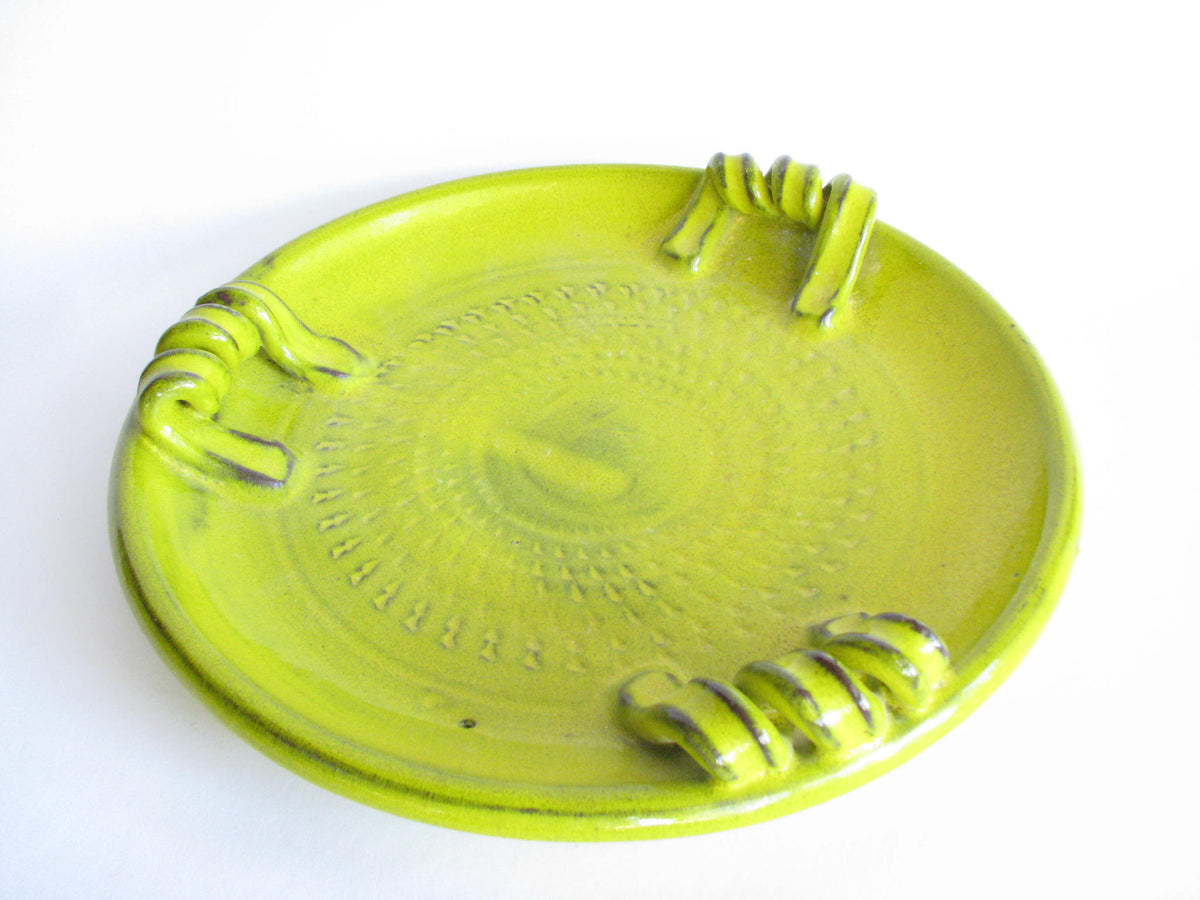 Vintage E. Higgins & Company Bright Green Glazed Pottery Platter with ...