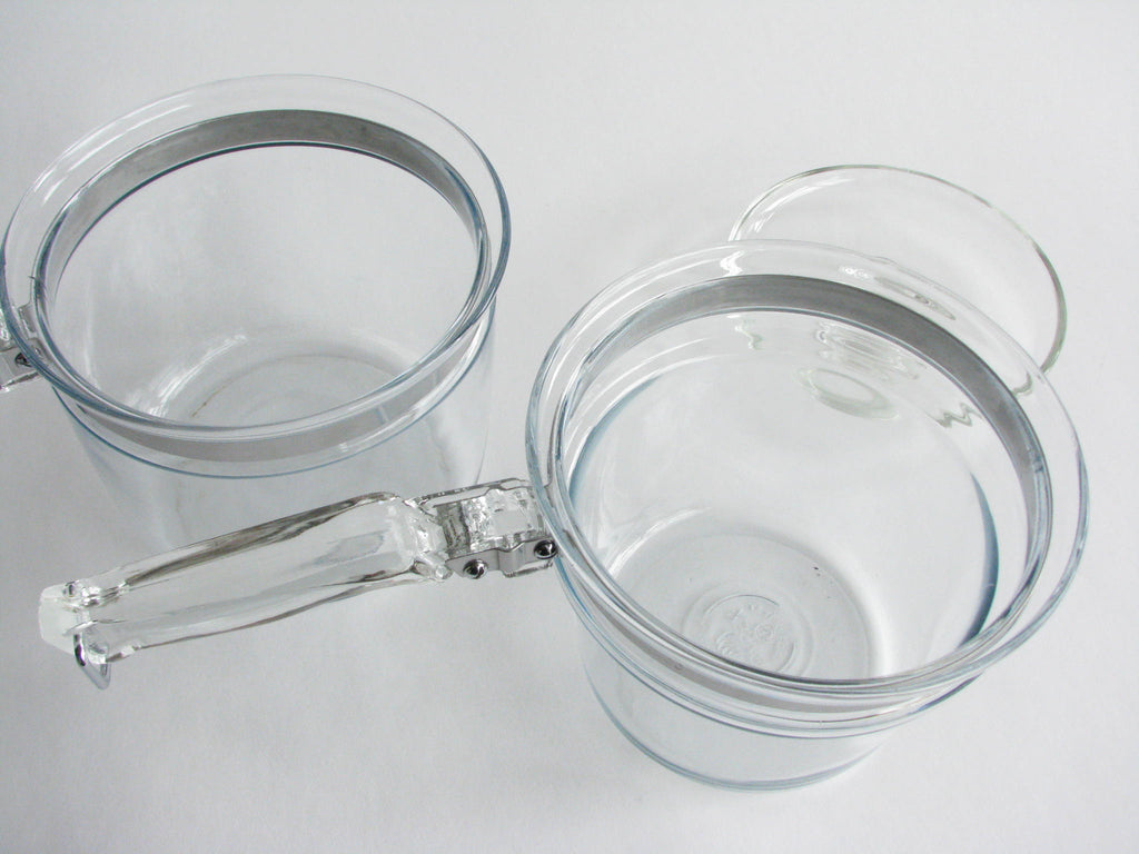 Vintage Pyrex Flameware Glass Double Broiler with Acrylic Handles - 3 ...